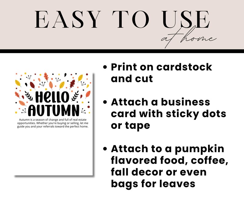 Realtor Fall Marketing Printable Tag, Autumn Real Estate Agent Lead ...