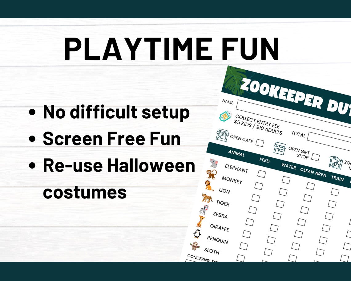 Pretend Zookeeper Printable | Zoo | Animal Checkup | Pretend Play ...