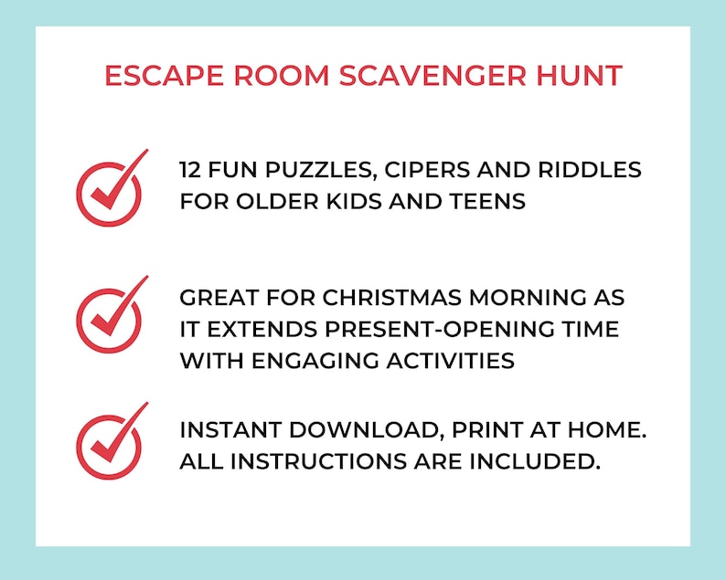 Indoor Christmas Puzzle Treasure Hunt, Christmas Scavenger Hunt ...
