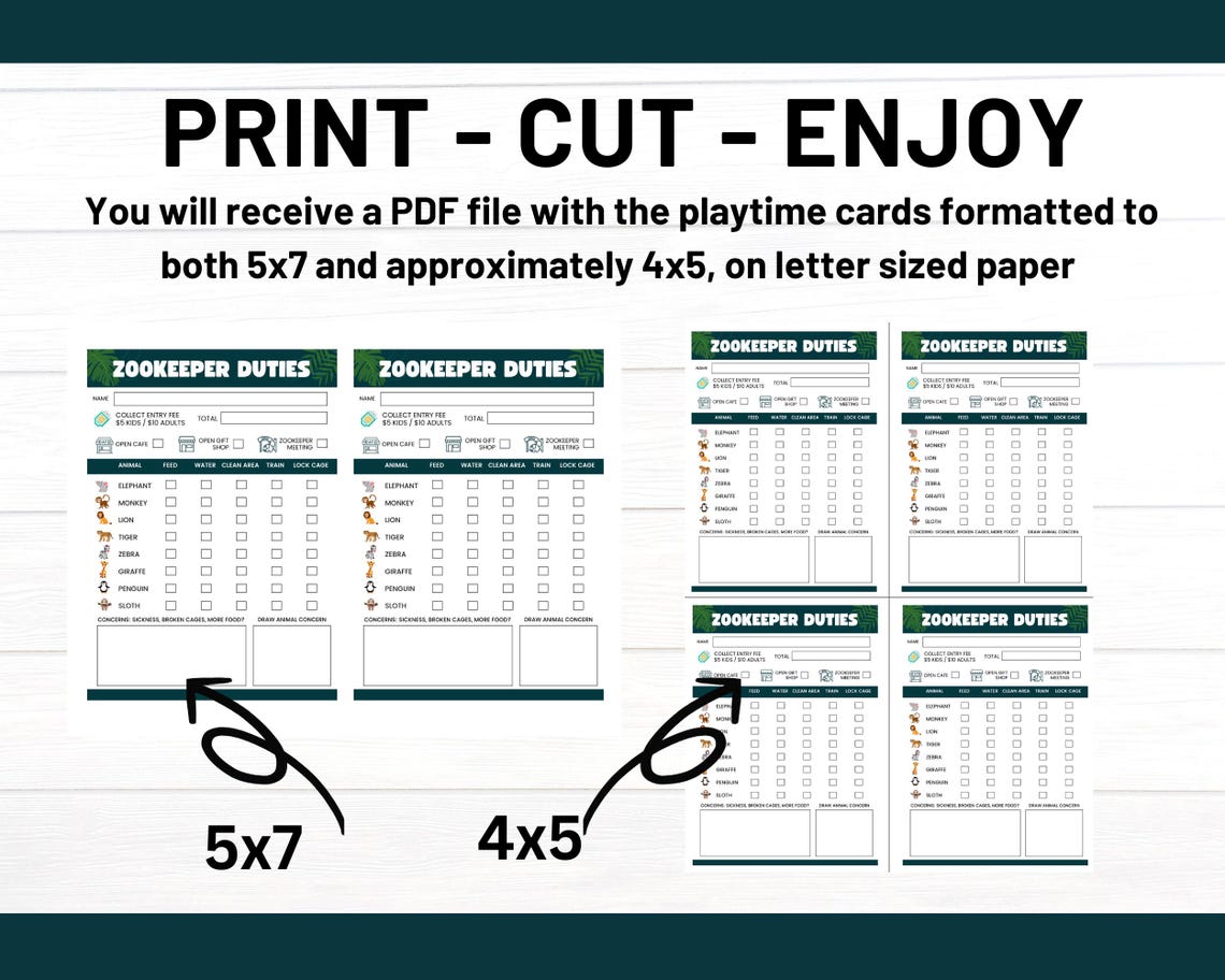 Pretend Zookeeper Printable | Zoo | Animal Checkup | Pretend Play ...