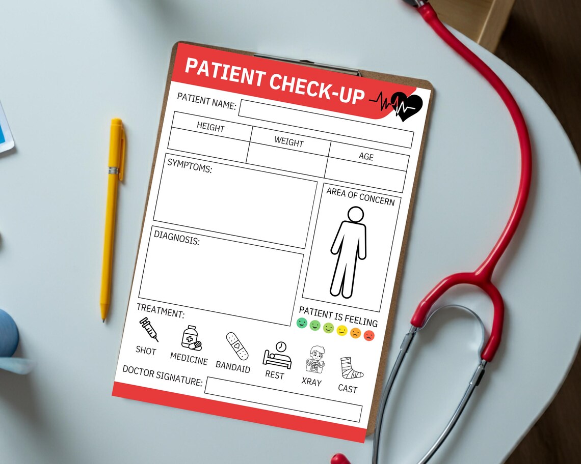 Doctor's Office Pretend Play Card, Medical Toy, Nurse Dramatic Play ...