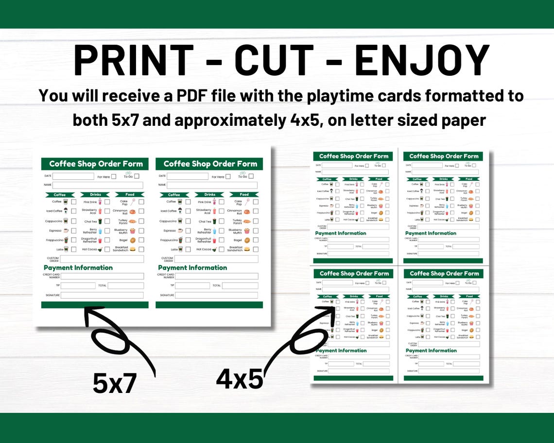 Pretend Coffee Shop Order Form | Printable Play Barista | Dramatic Play ...