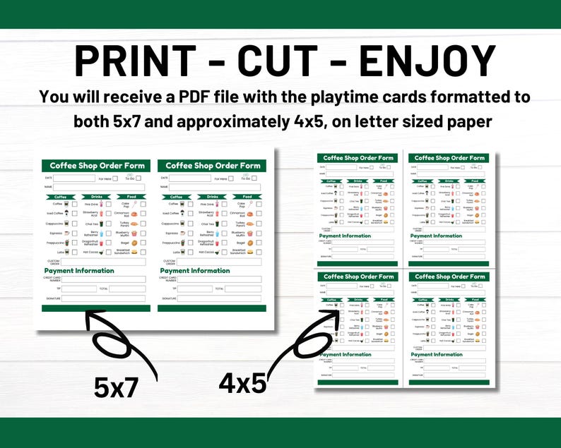 Pretend Coffee Shop Order Form | Printable Play Barista | Dramatic Play ...