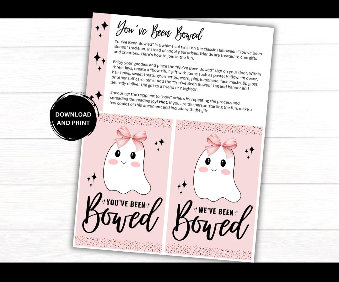 You've Been Bowed Printable, Chic Halloween Fun, Girly Booed Tag ...