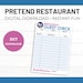 Pretend Restaurant Printable Menu Pretend Play Instant Download Food ...