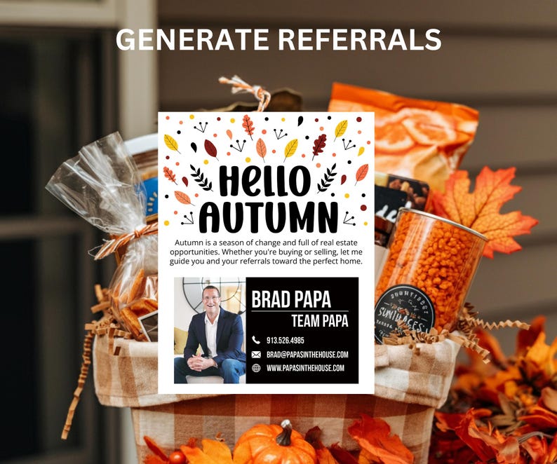 Realtor Fall Marketing Printable Tag, Autumn Real Estate Agent Lead ...