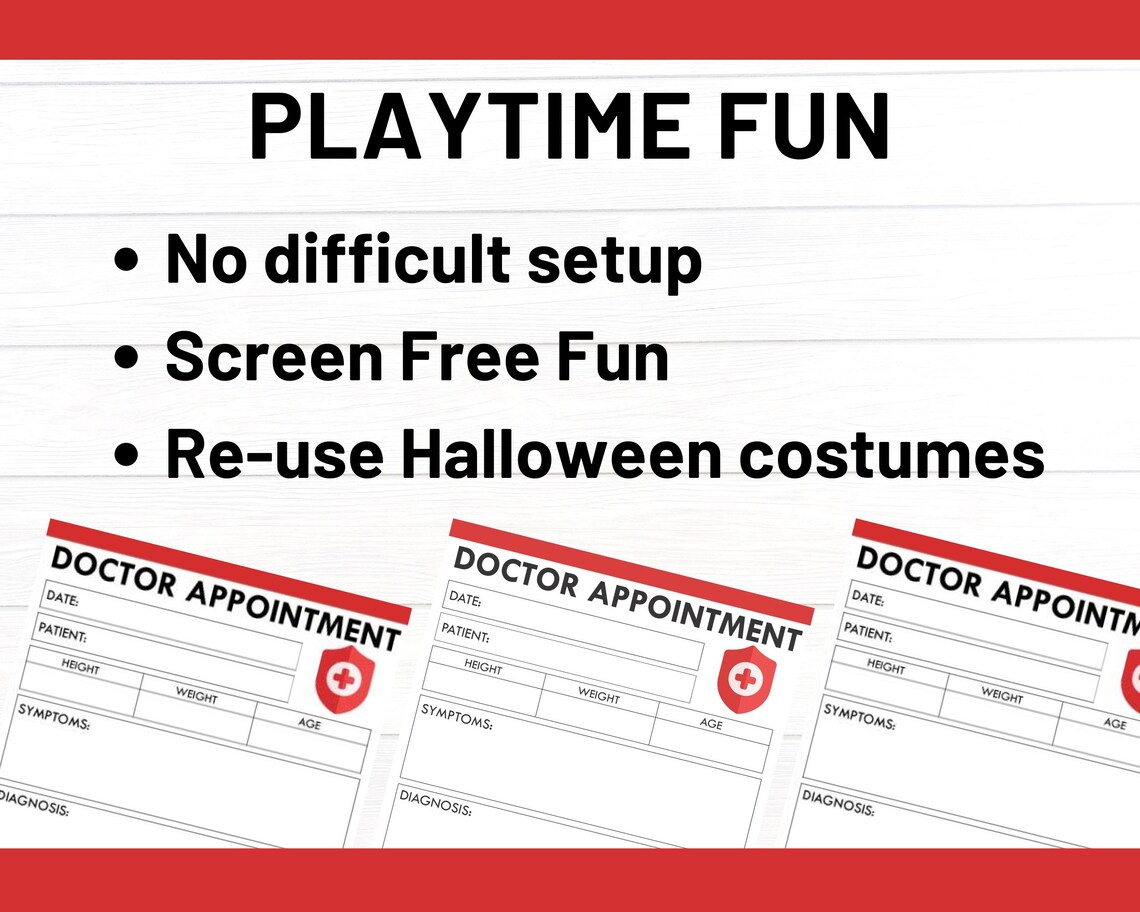 Doctor's Office Pretend Play Card Medical Instant Download Boredom Buster Endless Fun Dramatic ...