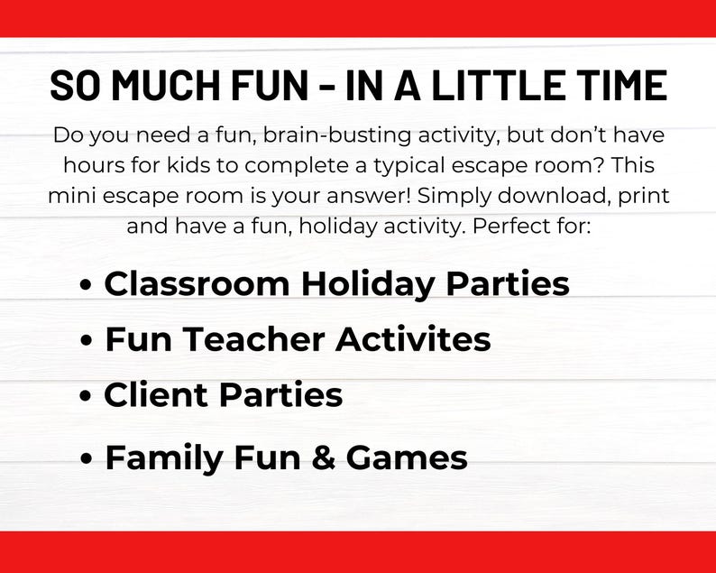 Mini Holiday Escape Room | Christmas Escape Room for Kids | Holiday ...