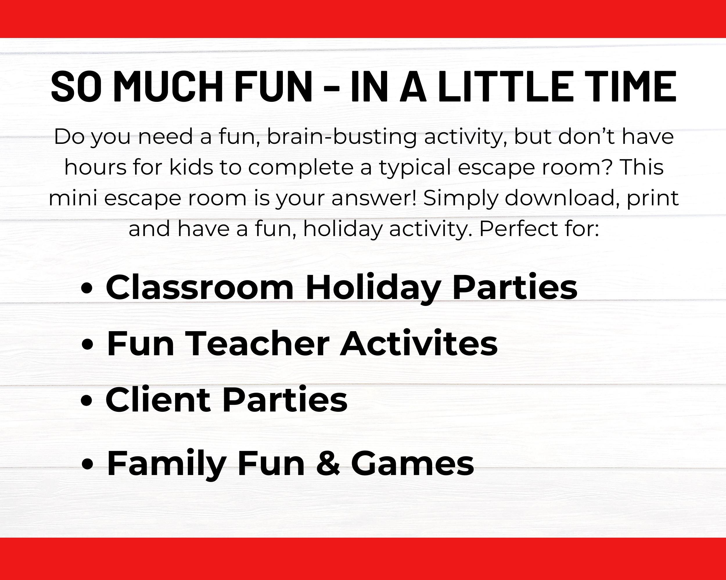Mini Holiday Escape Room | Christmas Escape Room for Kids | Holiday ...