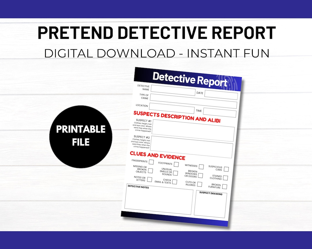 Pretend Detective Form | Printable Play Detective | Dramatic Play ...