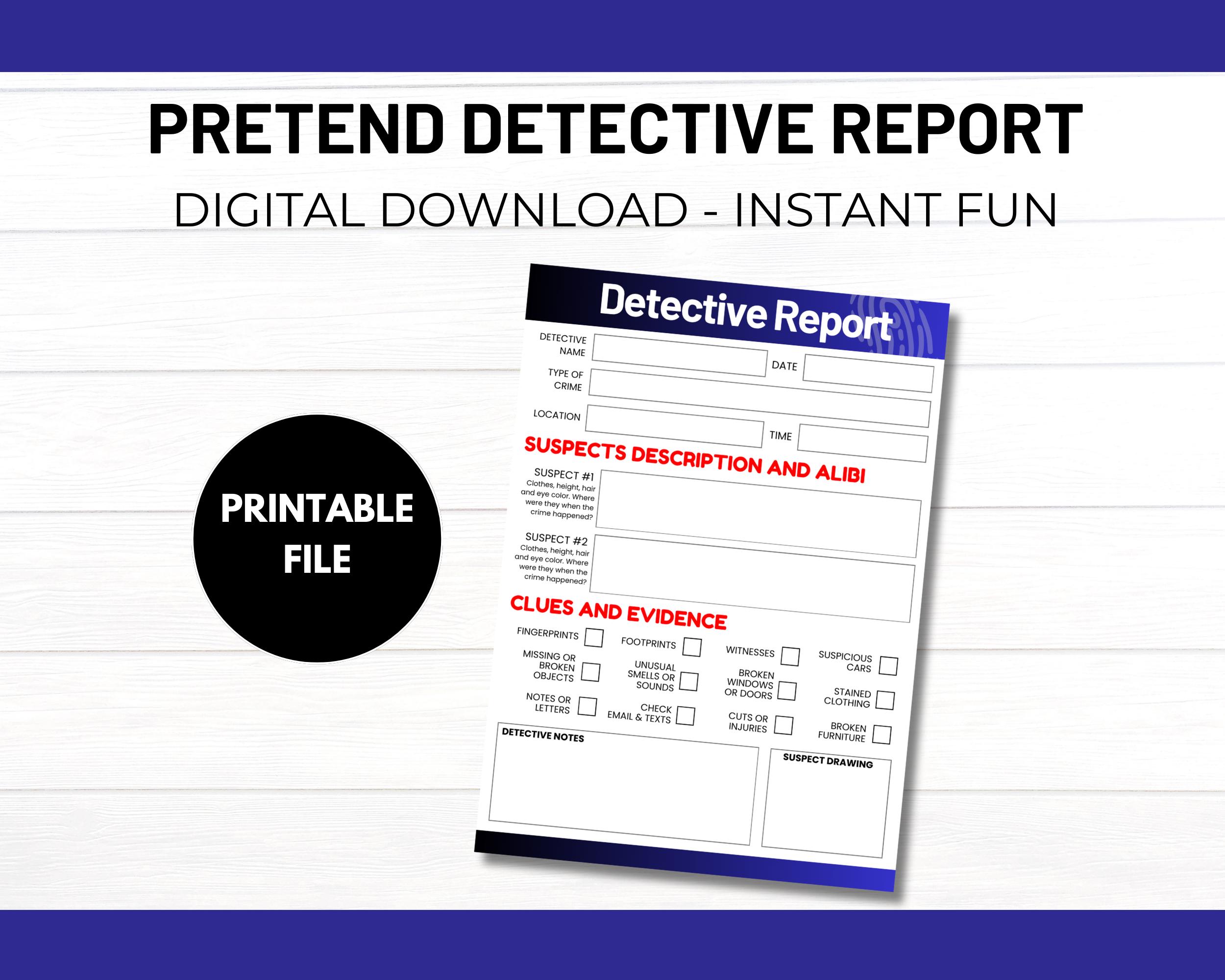 Pretend Detective Form | Printable Play Detective | Dramatic Play ...
