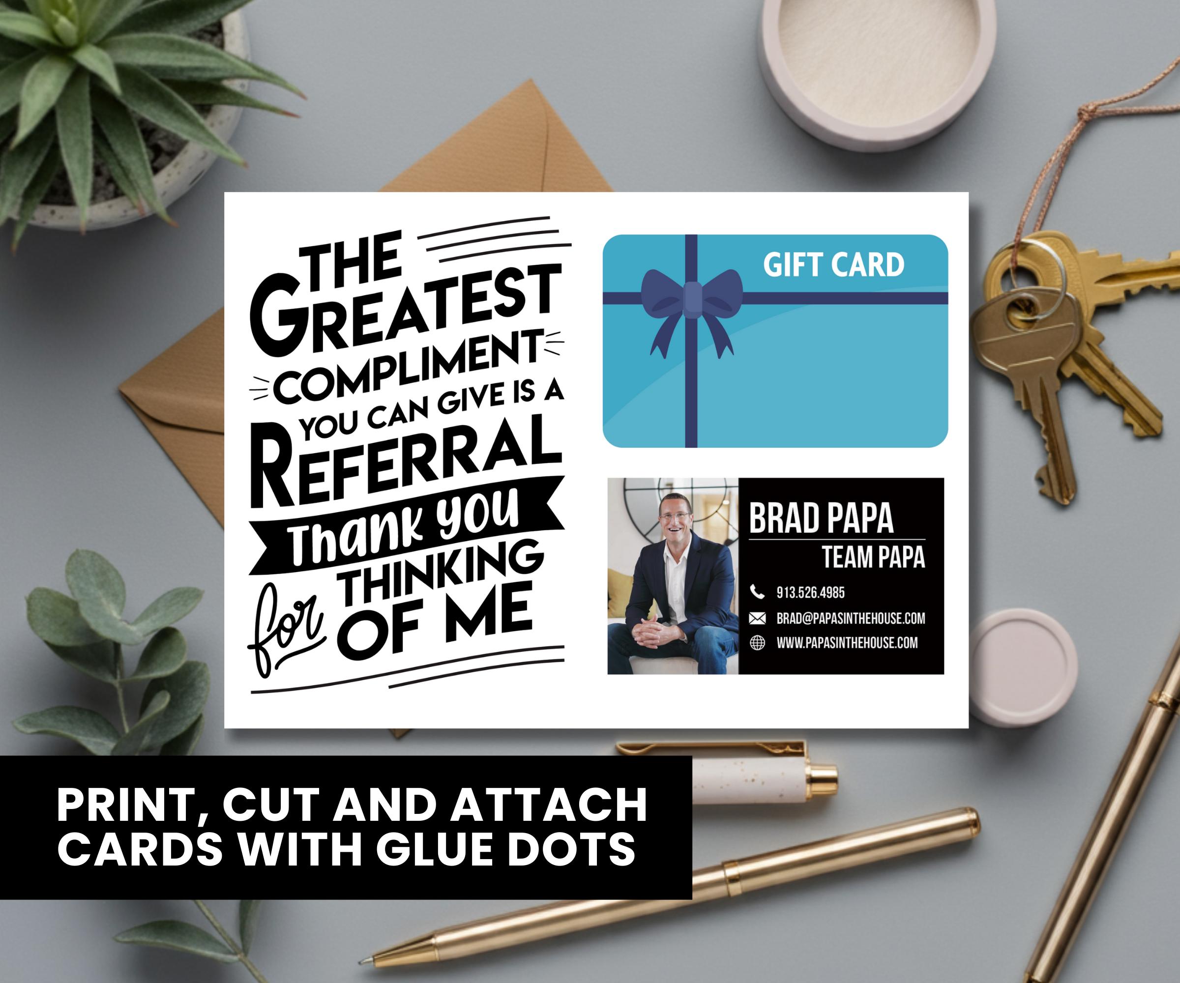 Printable Realtor Referral Card, Print at Home, Real Estate Marketing ...