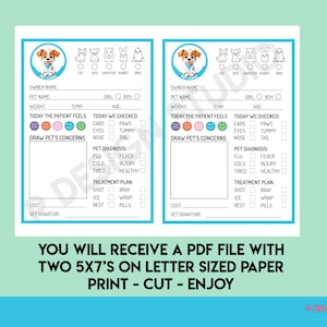 Pretend Veterinarian Printable Pet Checkup Pretend Play Instant ...