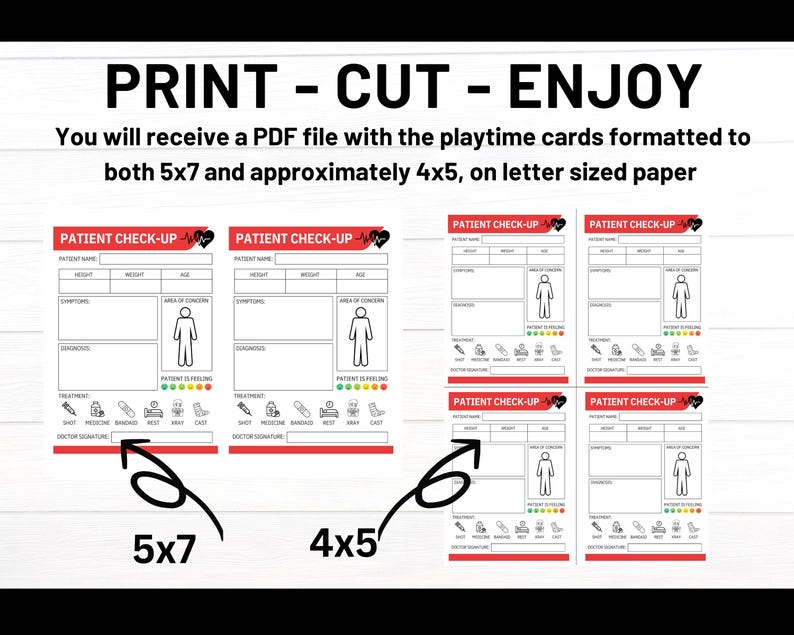 Doctor's Office Pretend Play Card, Medical Toy, Nurse Dramatic Play ...