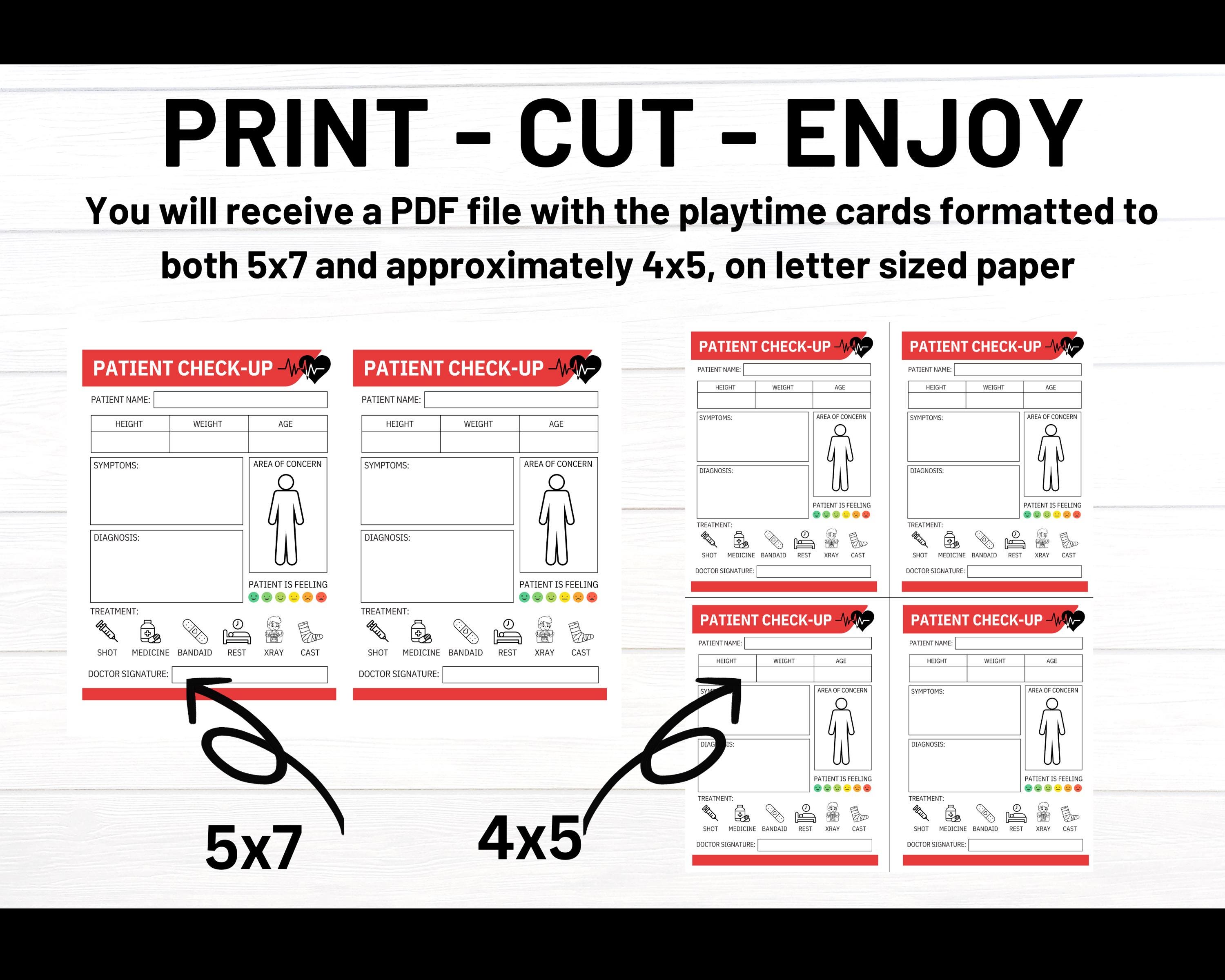 Doctor's Office Pretend Play Card, Medical Toy, Nurse Dramatic Play ...