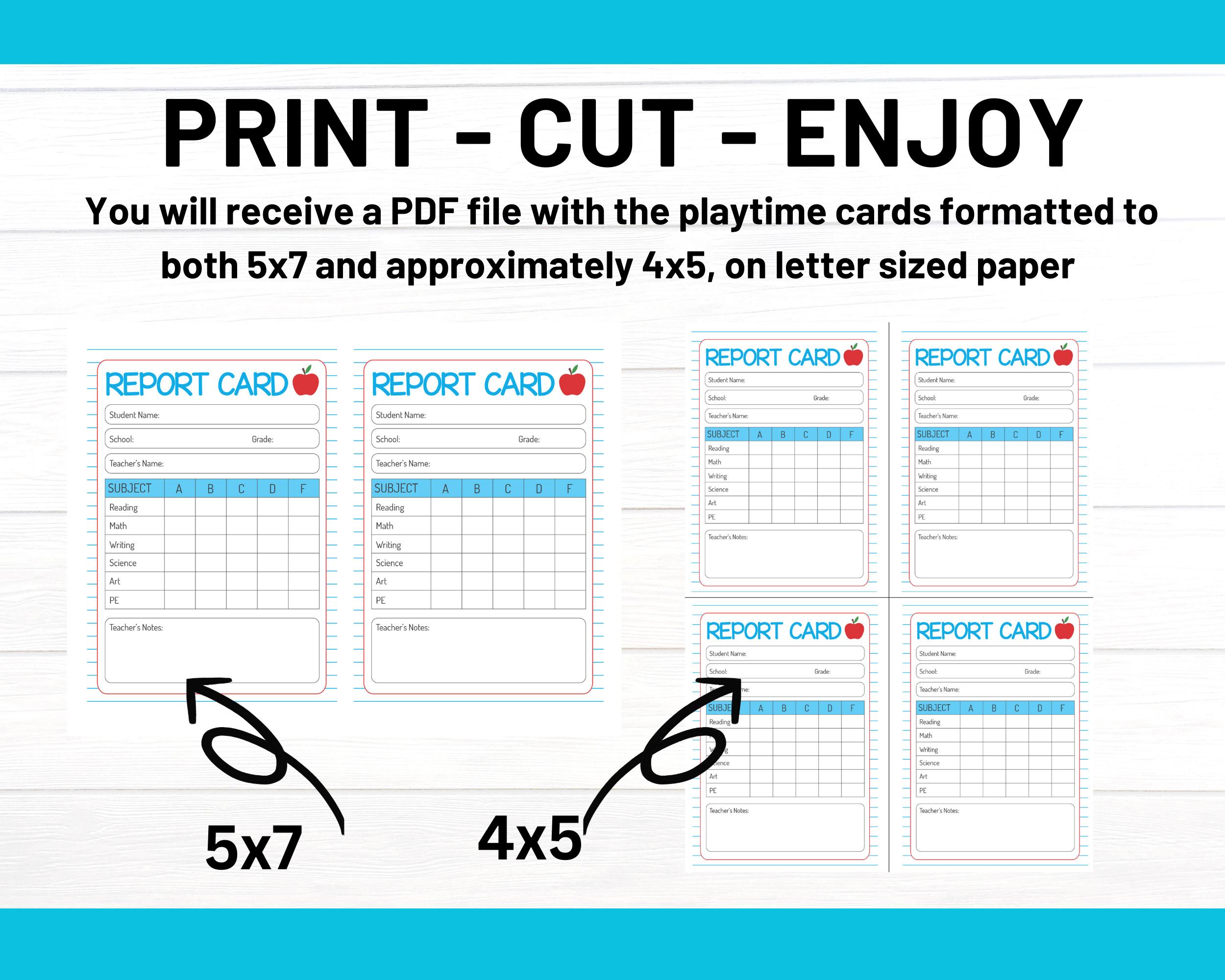 School Report Card | Teacher | Pretend Play | School Printable ...