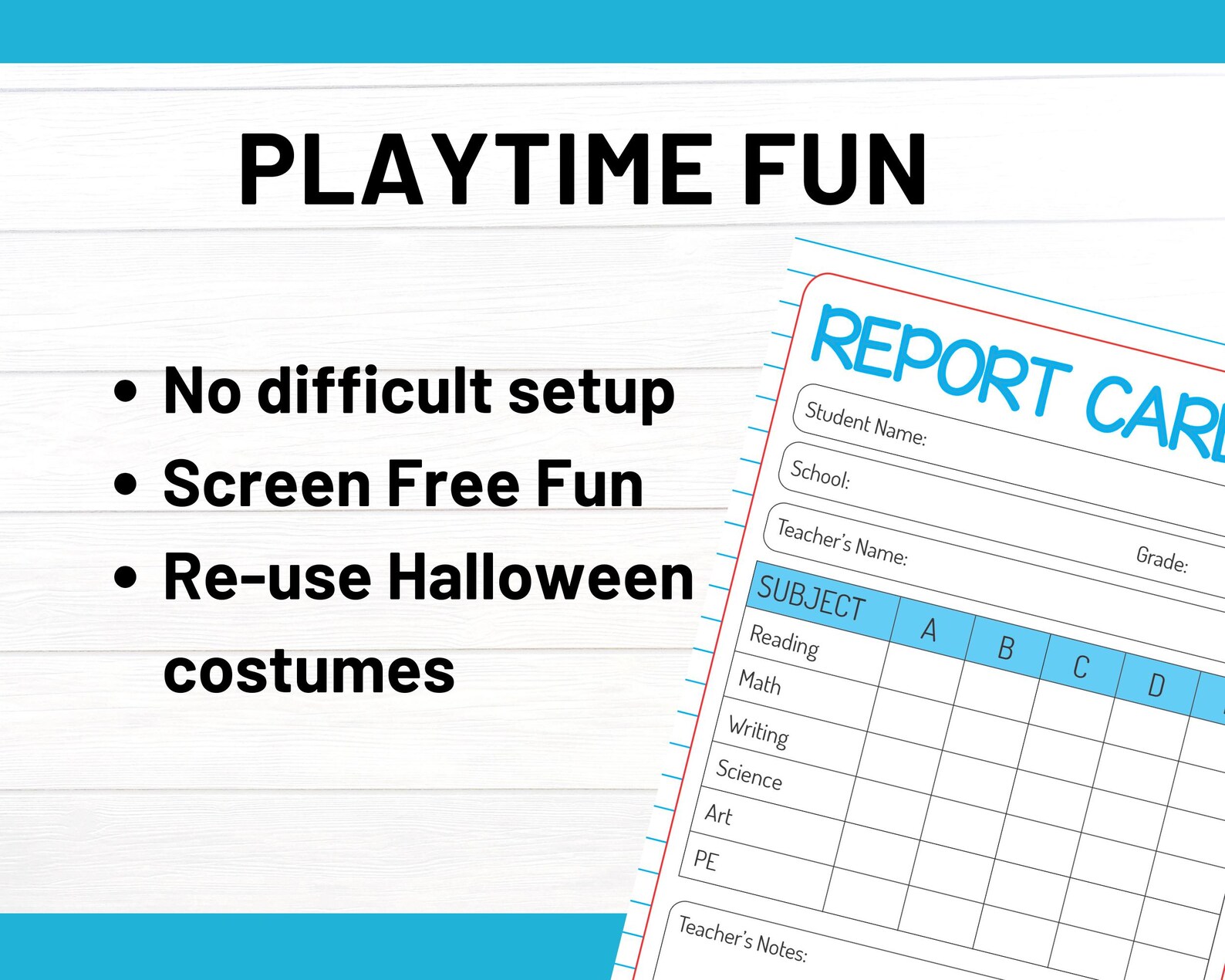 School Report Card | Teacher | Pretend Play | School Printable ...