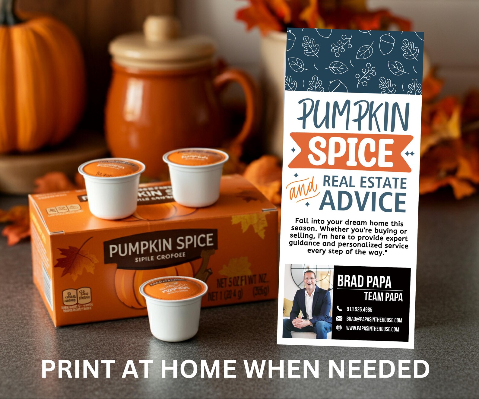 Realtor Fall Marketing Printable | Pumpkin Spice Real Estate Agent Lead ...