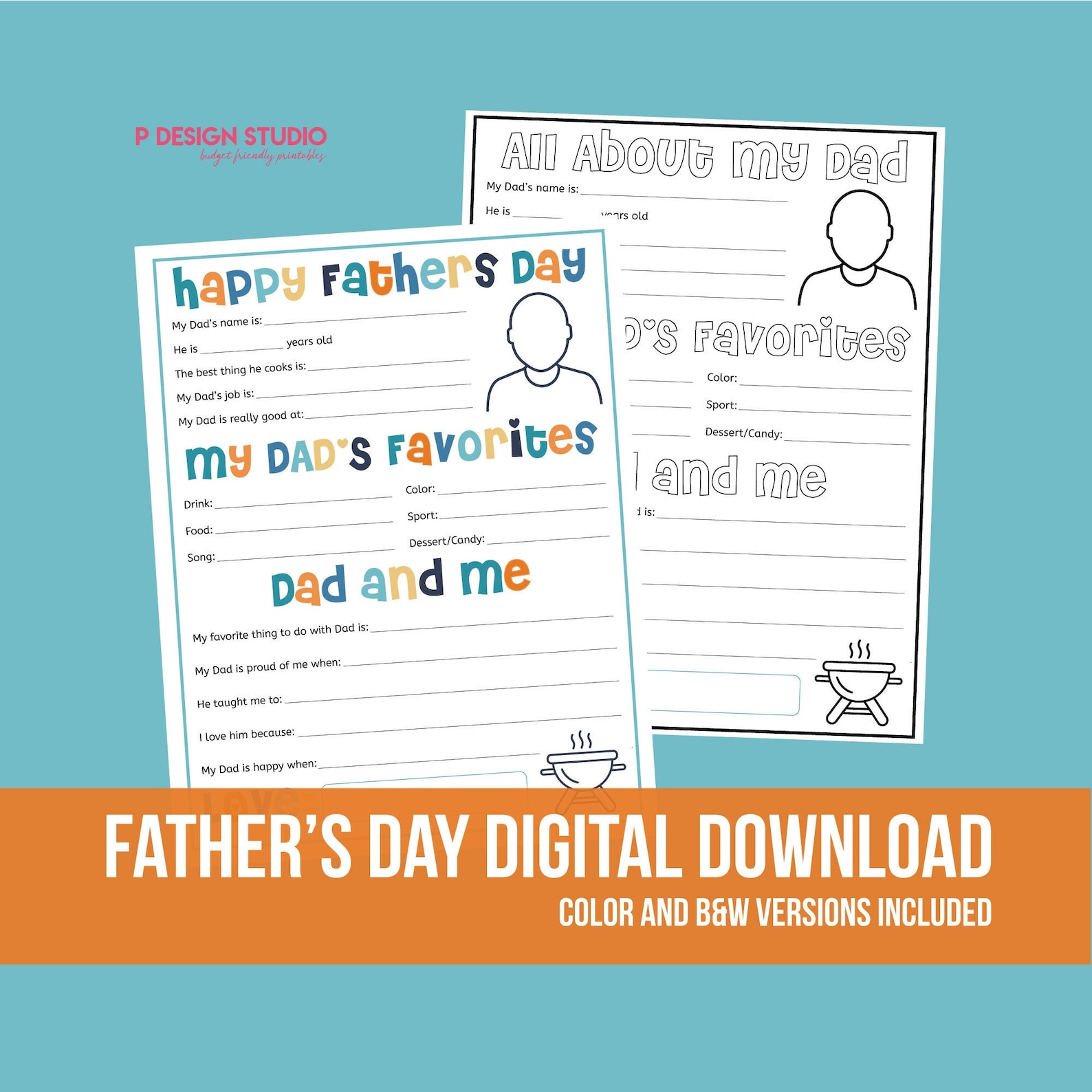 Father's Day All About My Dad Fill in the Blank Printable Kids Activity ...