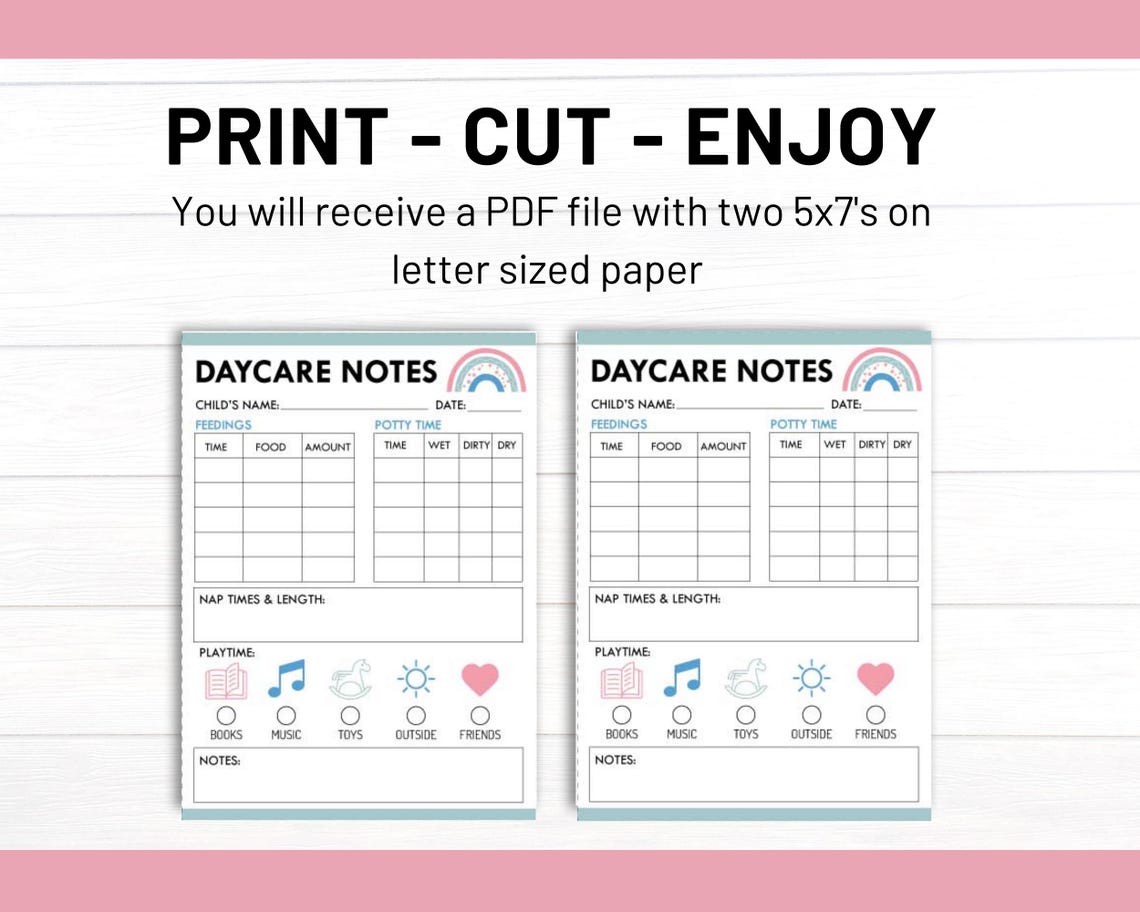 Daycare Pretend Play Sheet Babysitter Printable Instant Download ...