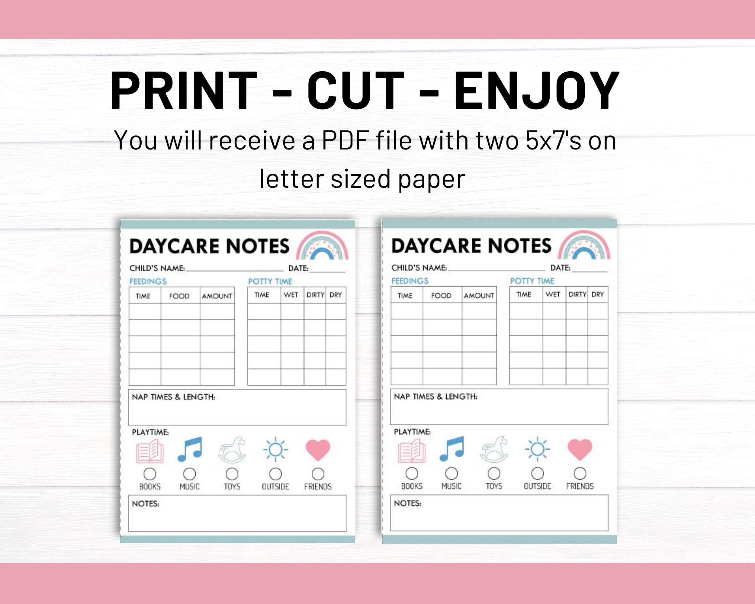 Daycare Pretend Play Sheet Babysitter Printable Instant Download ...