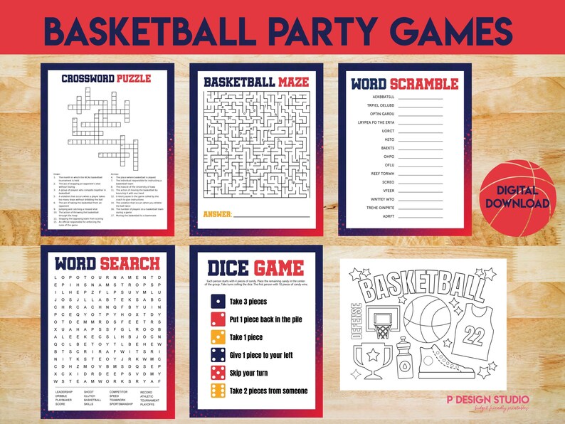 Basketball Party Games Bundle Basketball Birthday Party Basketball Word ...