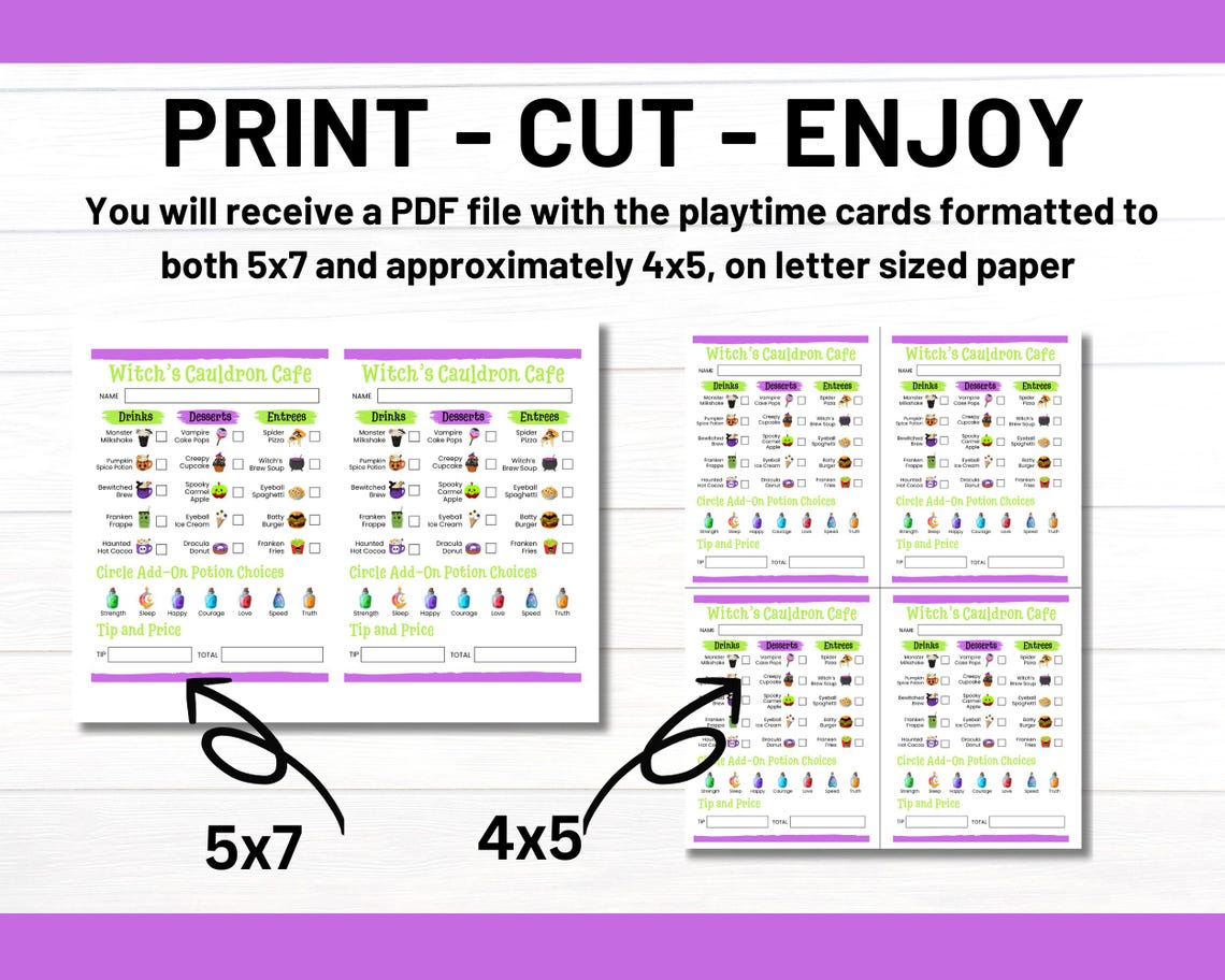 Witch's Cauldron Cafe Printable | Halloween Pretend Play | Costume Add ...