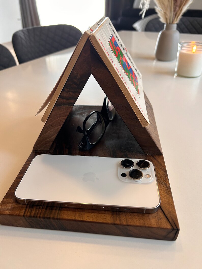 Book Stand Unique Wooden Book Rest Phone Rest Reading Nook Nightstand ...