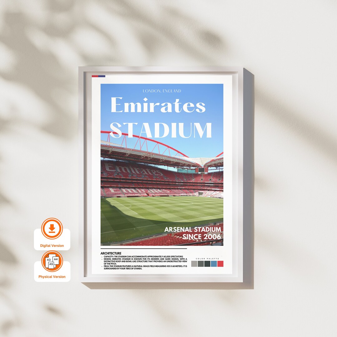 Emirates Stadium Poster, Arsenal Poster, Gunners Poster, Emirates ...