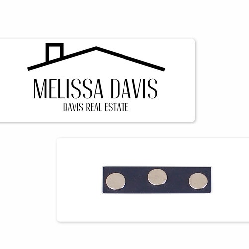 Personalized Magnetic Name Badge / Real Estate Simple Roof - Etsy