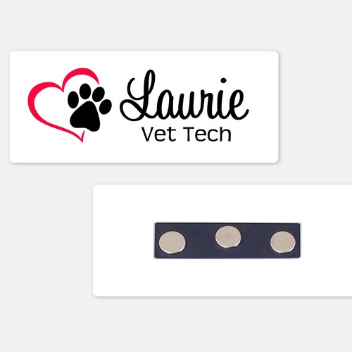 Paw Prints Grey Vet Tech PERSONALIZED Custom Name Tag - Etsy