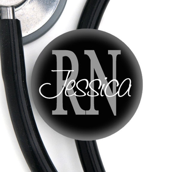 Stethoscope Identification Tag - Personalized Name - RN MD PT Black and ...
