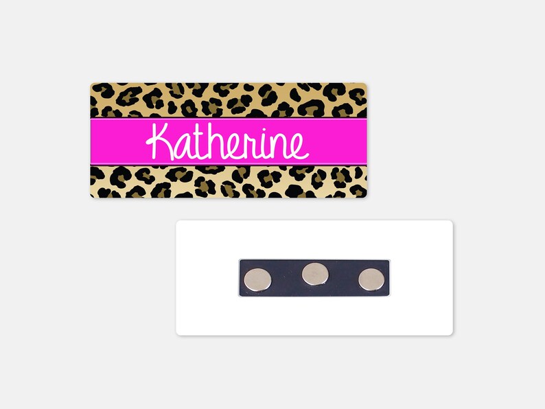 Personalized Magnetic Name Badge / Cheetah Animal Print / | Etsy