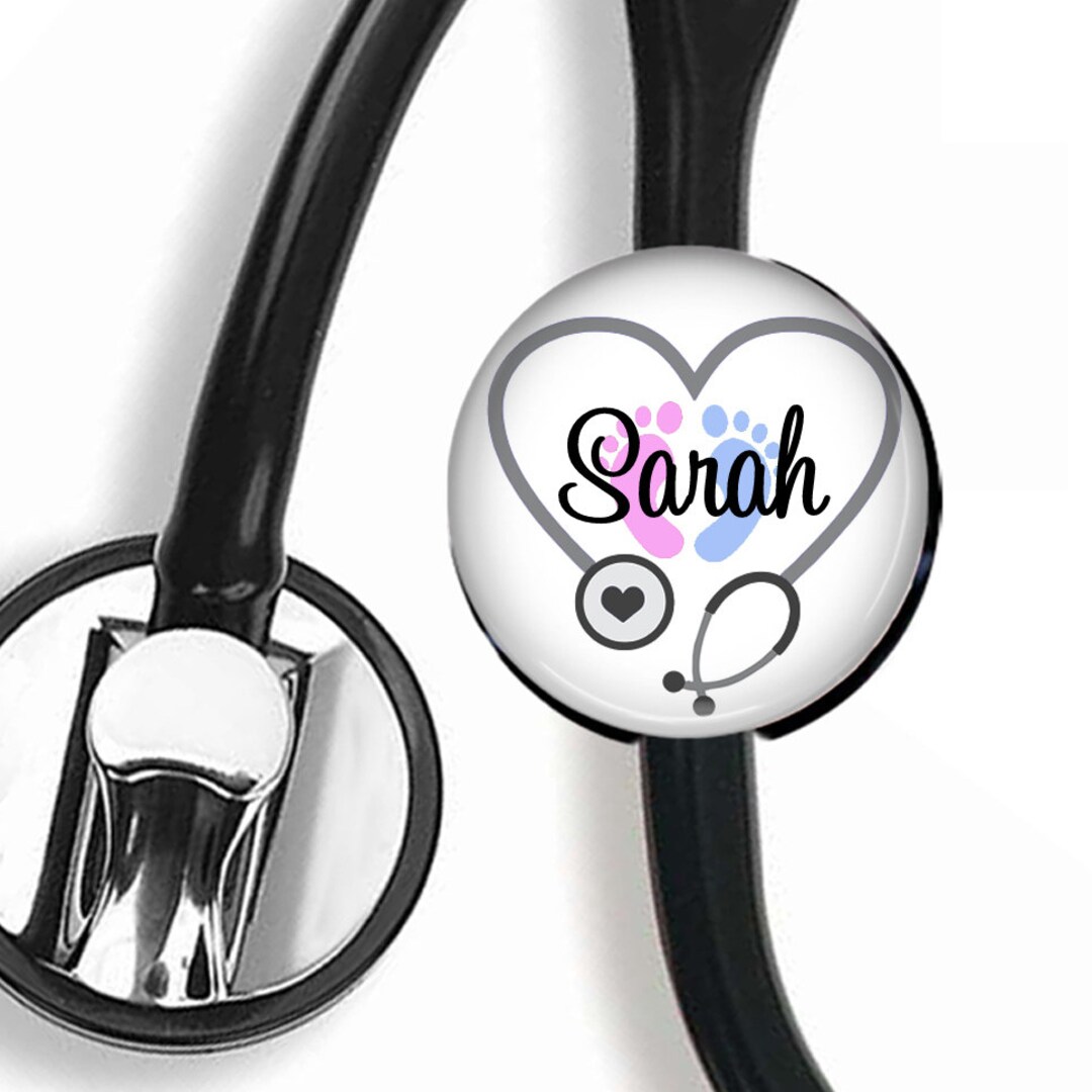 Stethoscope ID Tag - Pink Blue Baby Feet Steth - Steth Tag / ID Tag ...