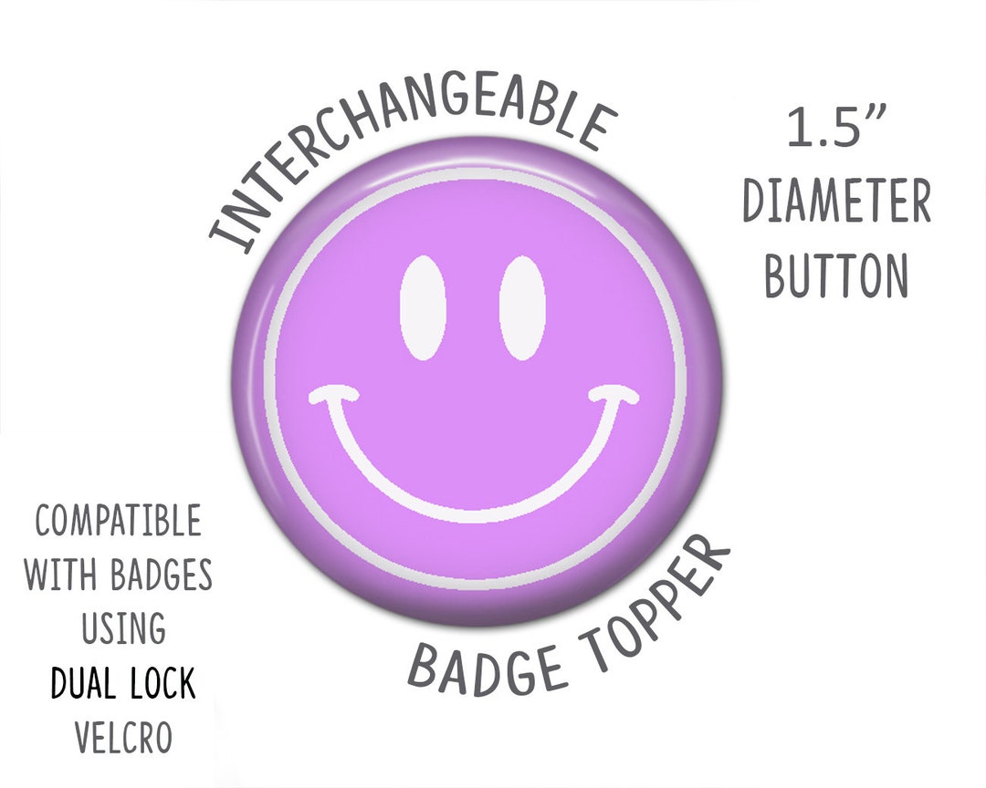 Badge Reel Topper - Smiley Face Lavender Purple - Swappable Badge Top ...