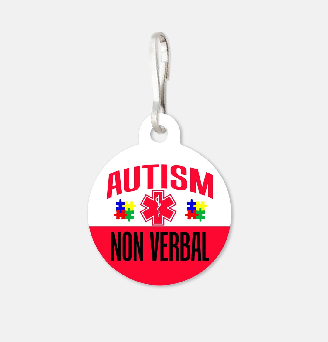 Medical Alert Tag - Autism Non Verbal Medical Alert - Zipper Pull ...