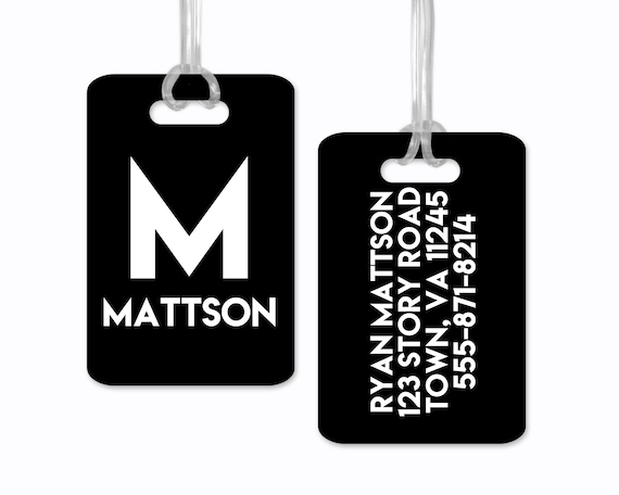 Personalized Luggage Tag Solid Color Initial Name | Etsy