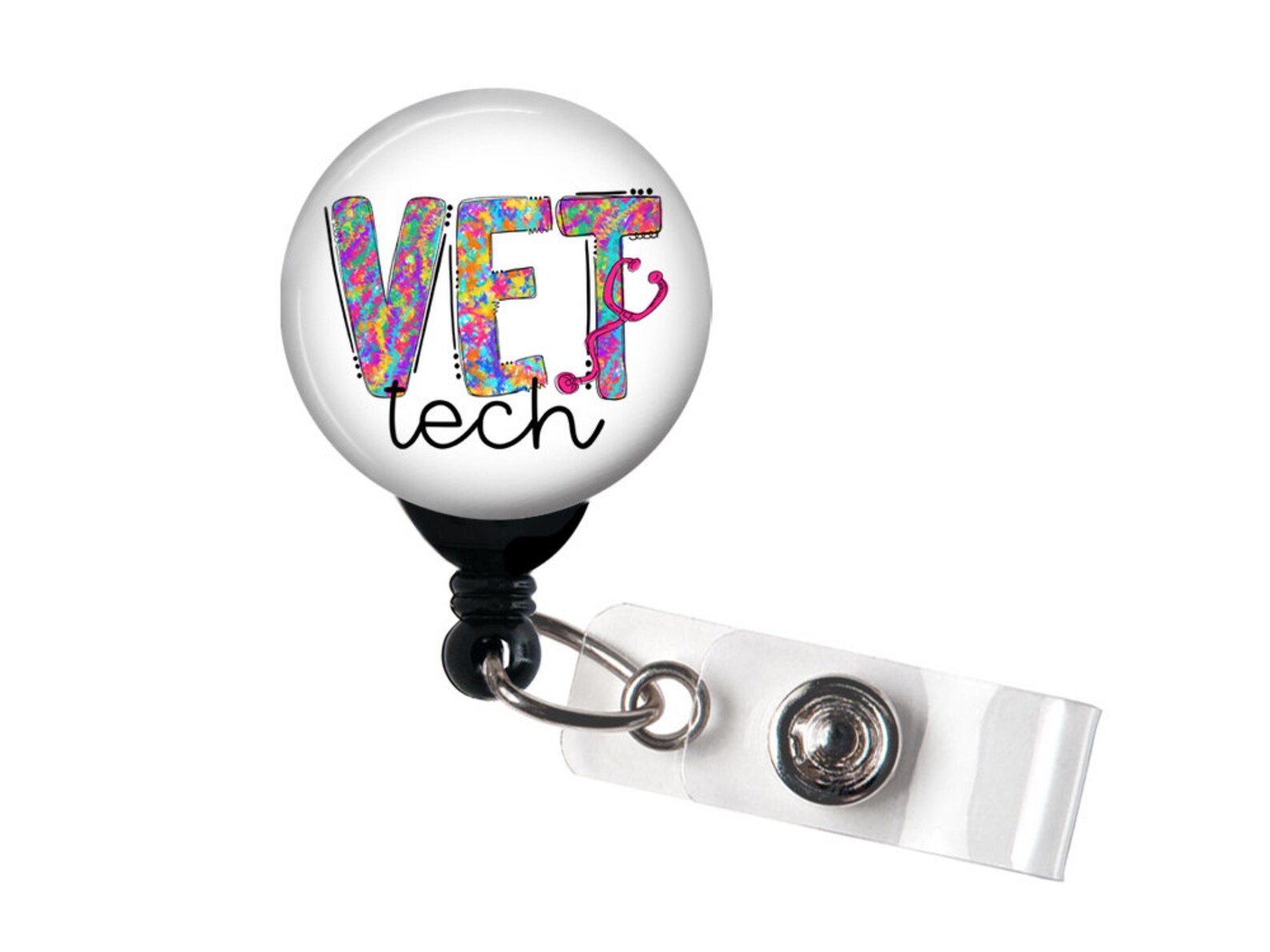 Retractable Badge Reel - Vet Tech - Badge Holder With Swivel Clip / Vet ...