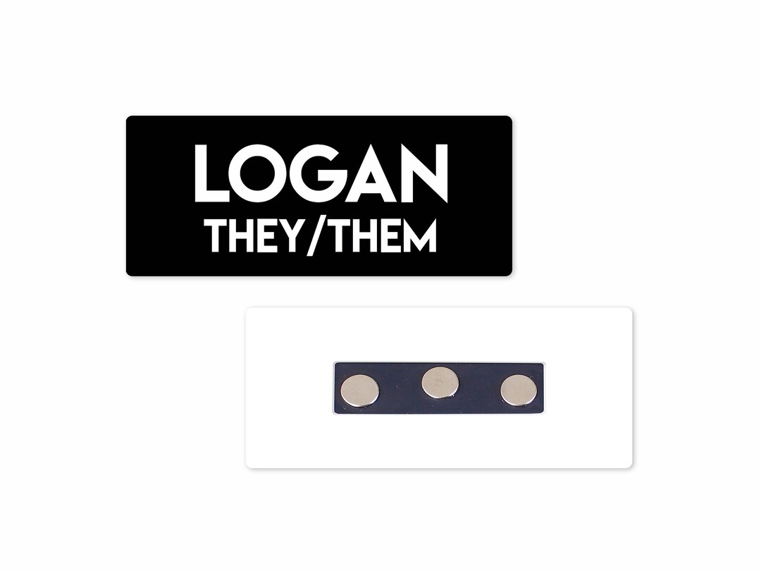 Custom Name Pronoun Name Tag / White or Black Background Name Tag - 1. ...