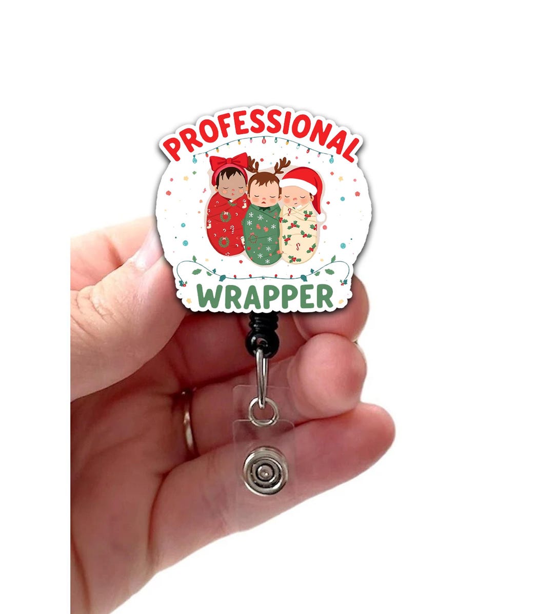 Professional Wrapper Christmas Acrylic Badge Reel, NICU Nurse, Labor ...