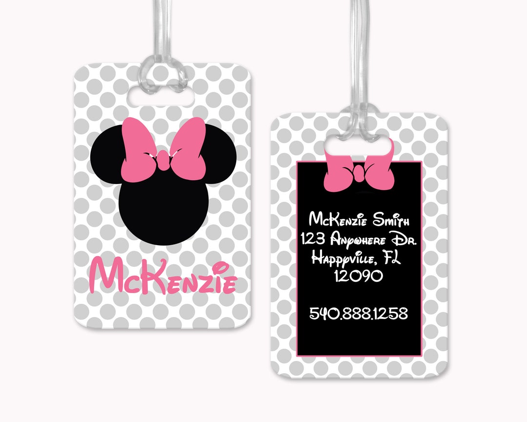 Minnie Mouse Personalized Luggage Tag, Bag Tag, Personalized Gift, Gym ...