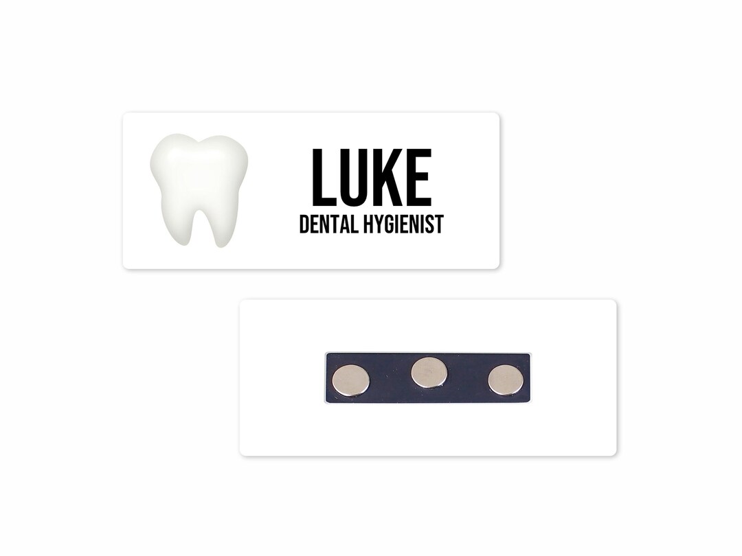 Personalized Magnetic Name Badge / Tooth White / Custom Name Tag - 1.25 ...