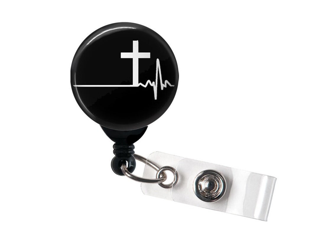 Retractable Badge Reel, EKG Cross, Badge Holder With Swivel Clip, Slide ...