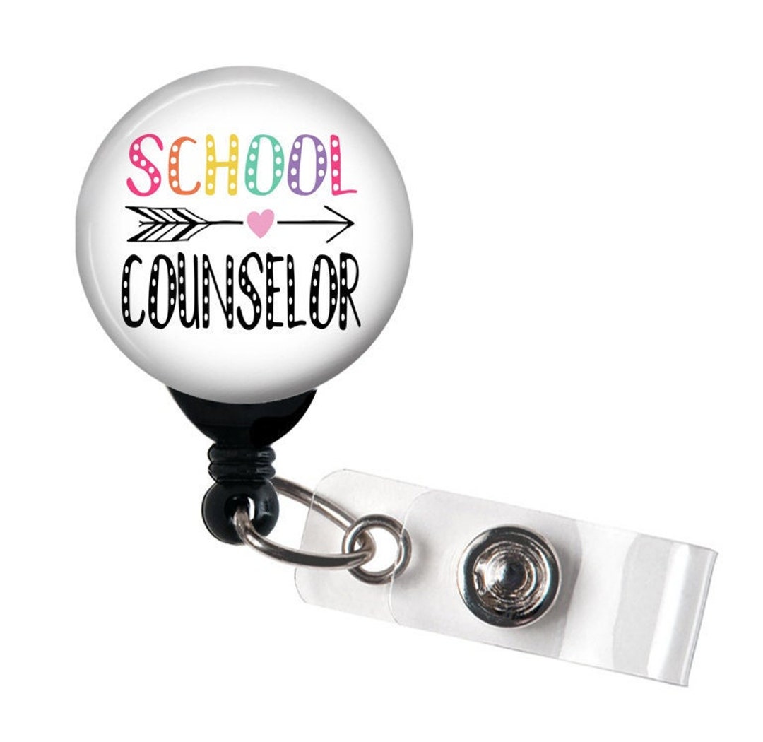 Retractable Badge Reel - School Counselor Colorful - Badge Holder With ...