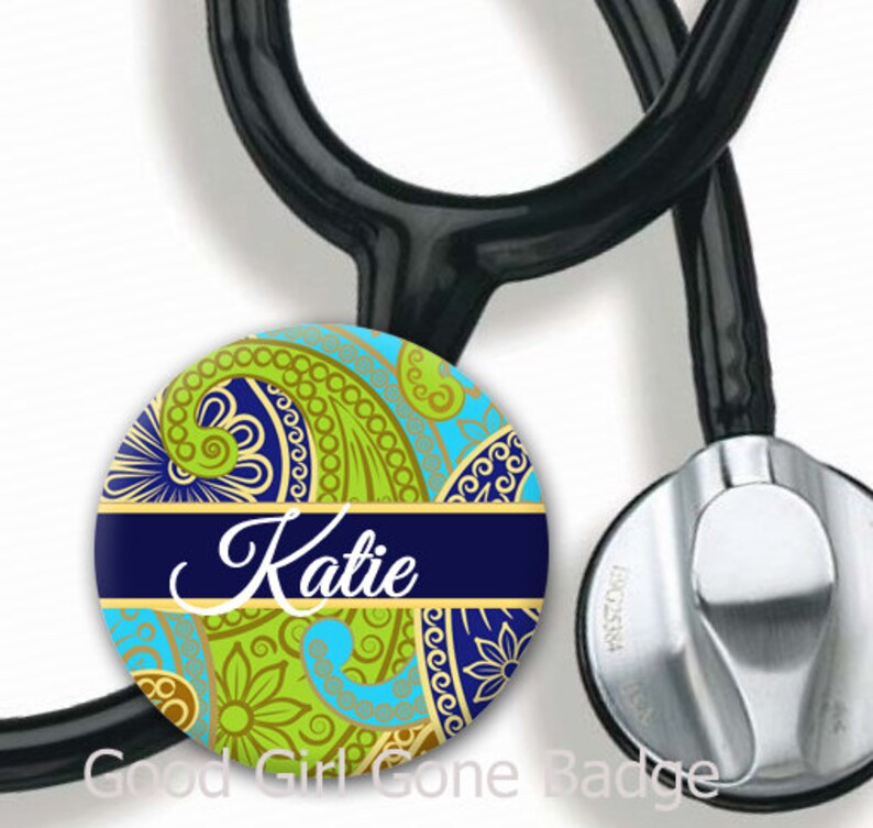 Stethoscope ID Tag Personalized Name Gorgeous Paisley - Etsy