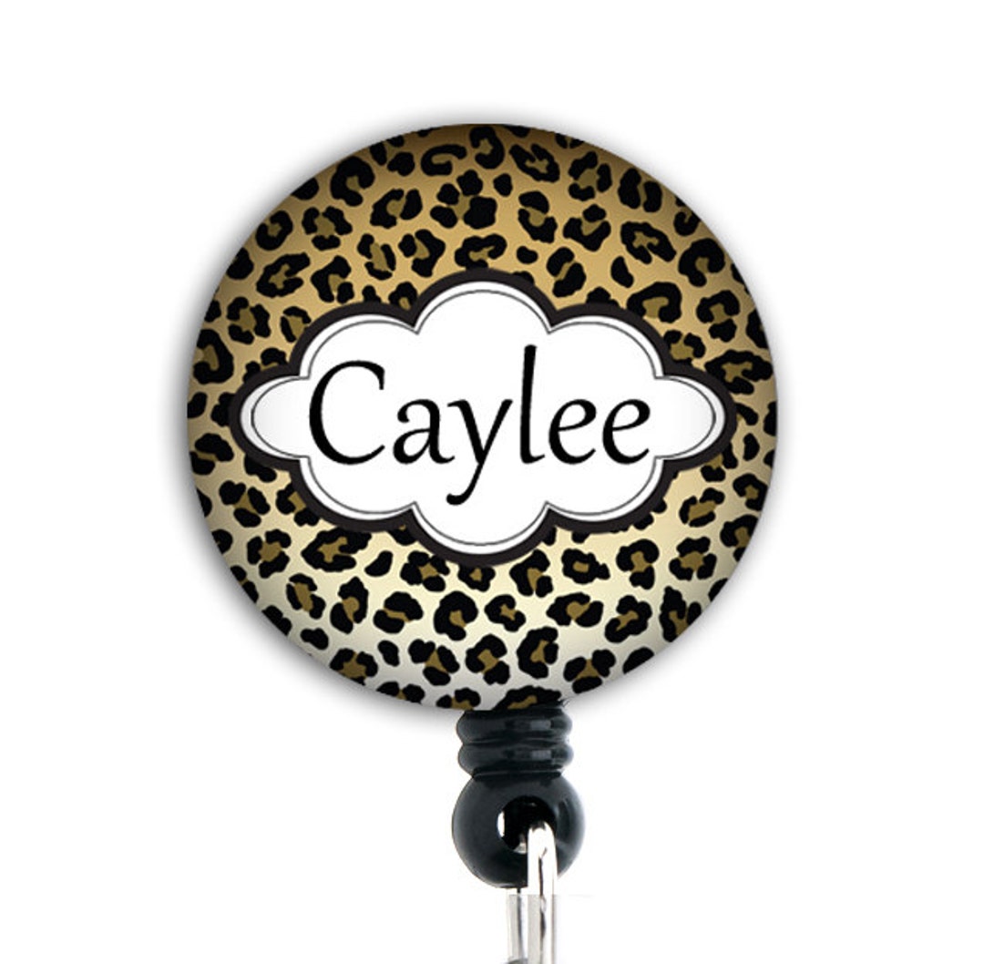 Badge Holder Personalized Name Cheetah / Leopard - Etsy
