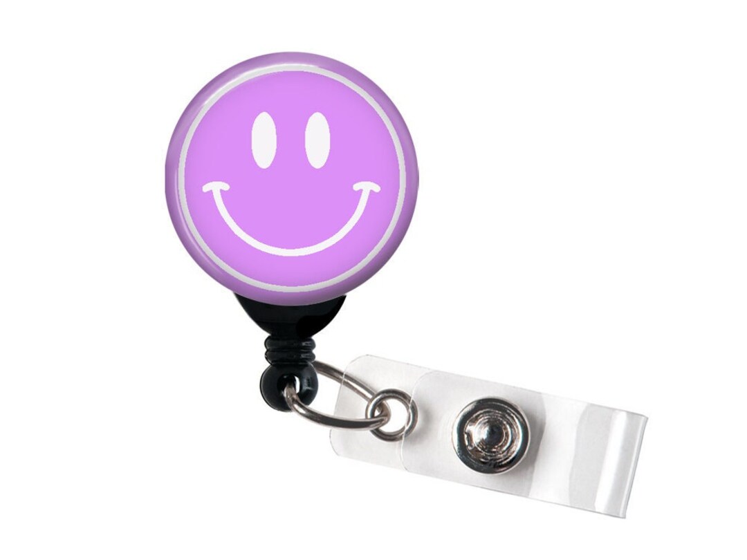 Badge Reel Smiley Face, Happy Face, Smile Choice of Colors Retractable ...