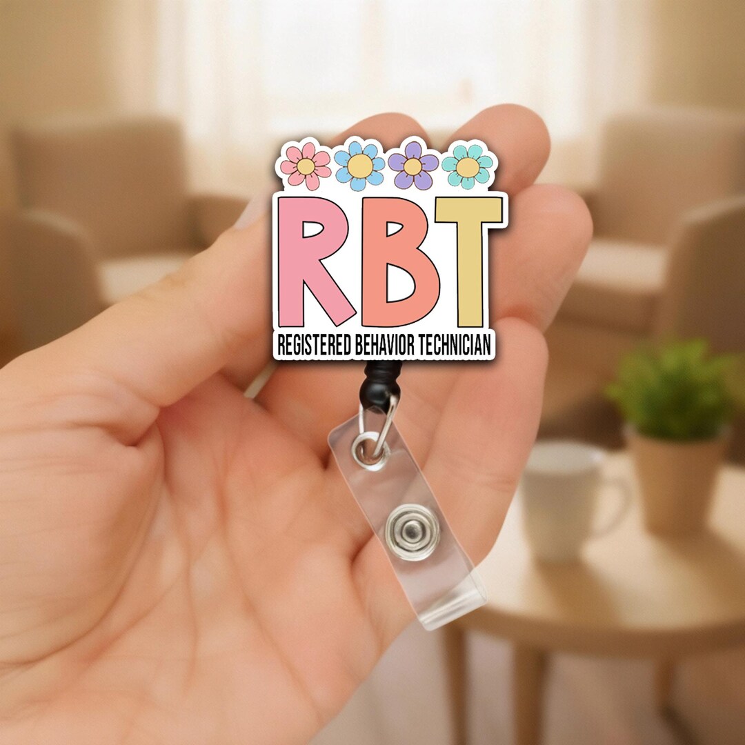 RBT Floral Badge Reel: Registered Behavior Technician, Swivel Clip ...