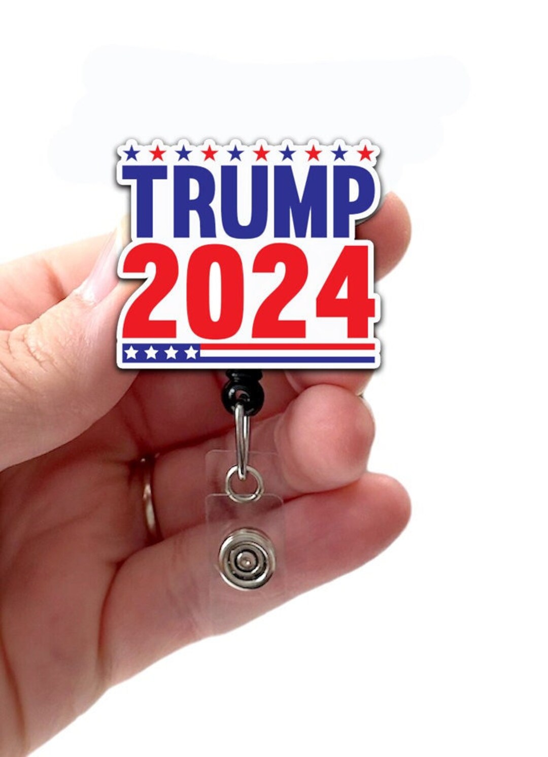 Trump 2024 White Badge Reel Acrylic, Trump for President Badge, RN ...