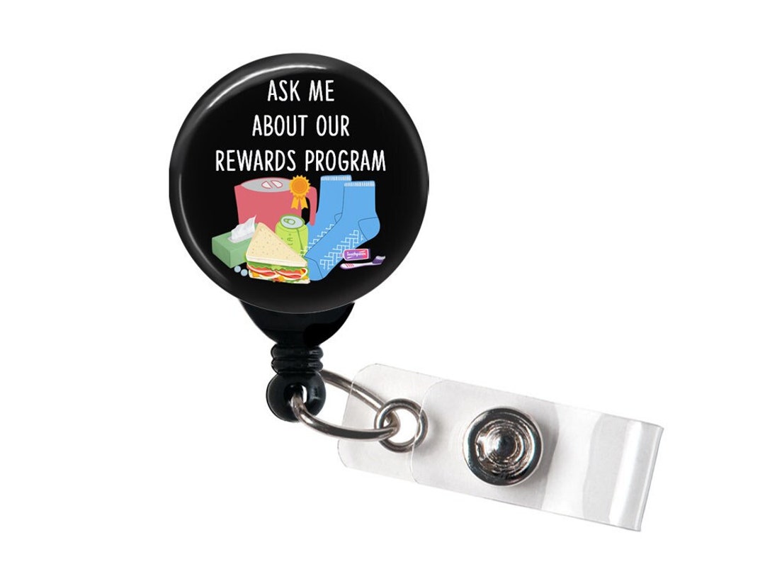 Ask Me About Our Rewards Program Badge Reel, Grippy Socks, Turkey ...